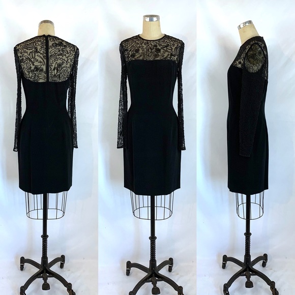 Vintage | Dresses | Vintage 8s 90s Cocktail Dress Formal Lbd Beaded S ...